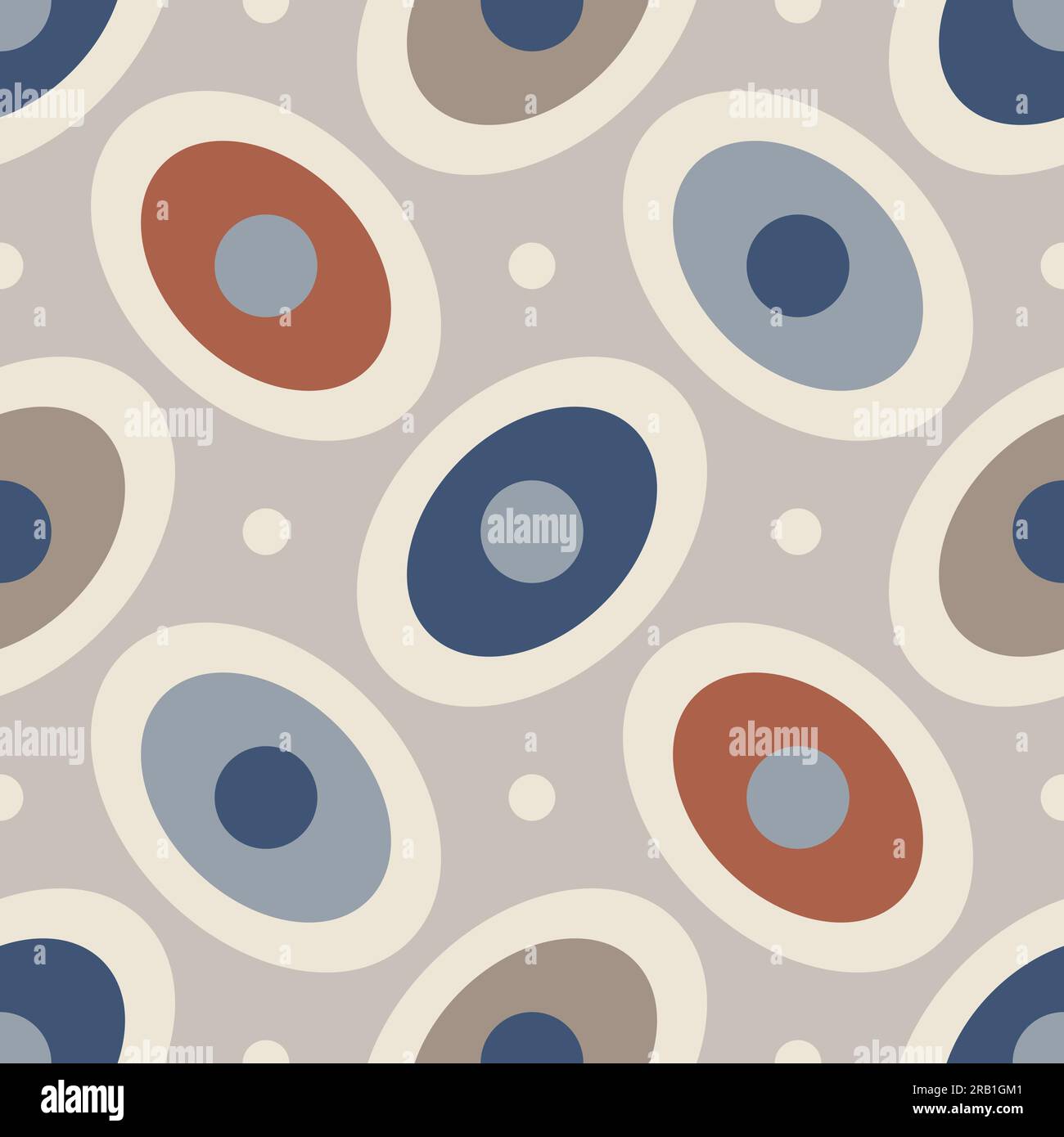 Mid-century modern seamless pattern, simple minimal geometric oval ...