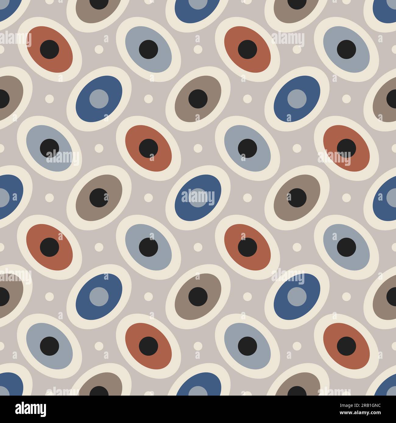 Mid-century modern seamless pattern, simple minimal geometric oval ...