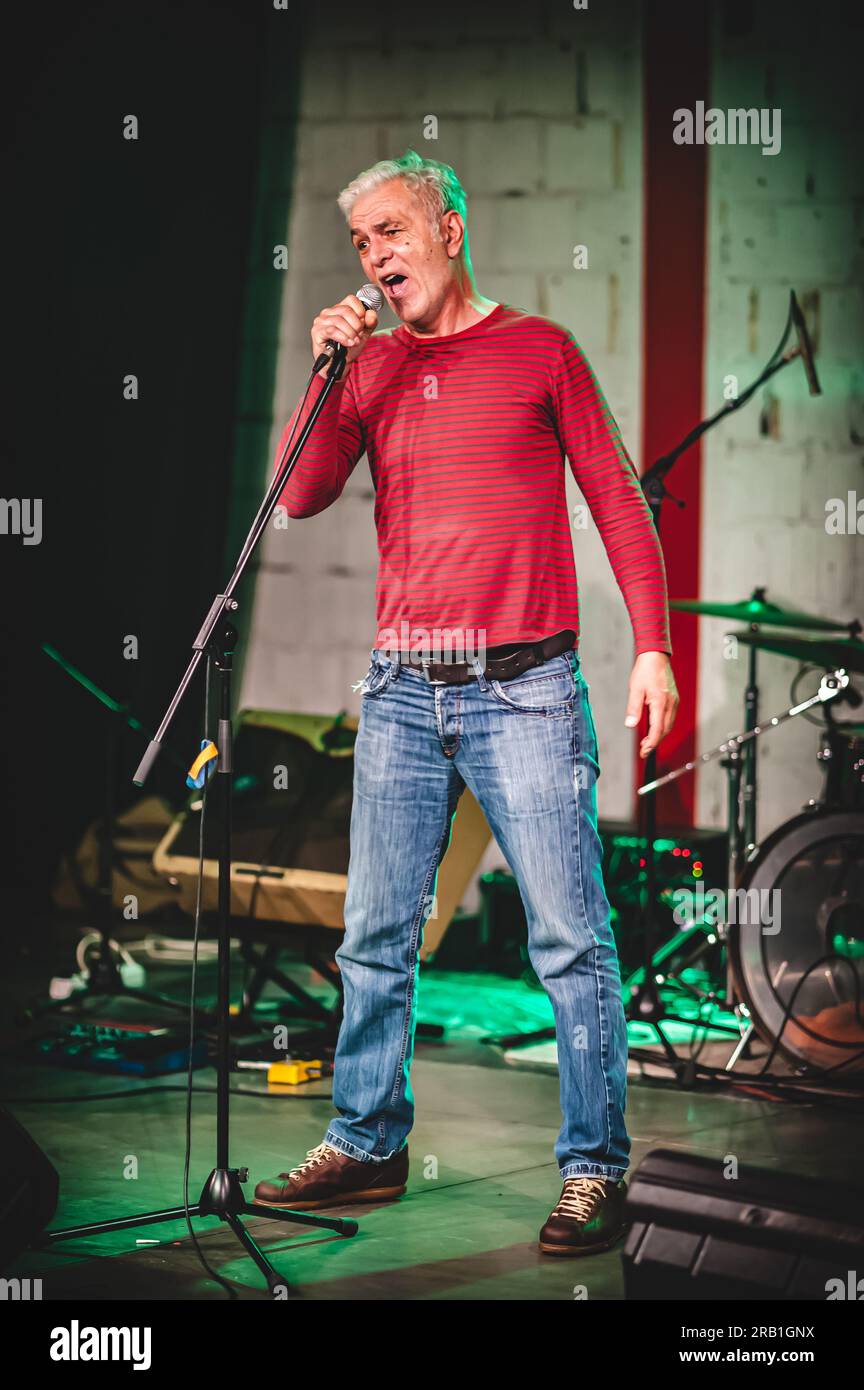 Singer artist performer close-up portrait during live performance on a ...