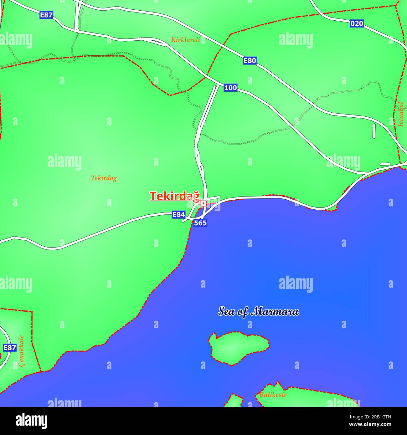 Map of Tekirdağ City in Turkey Stock Photo - Alamy