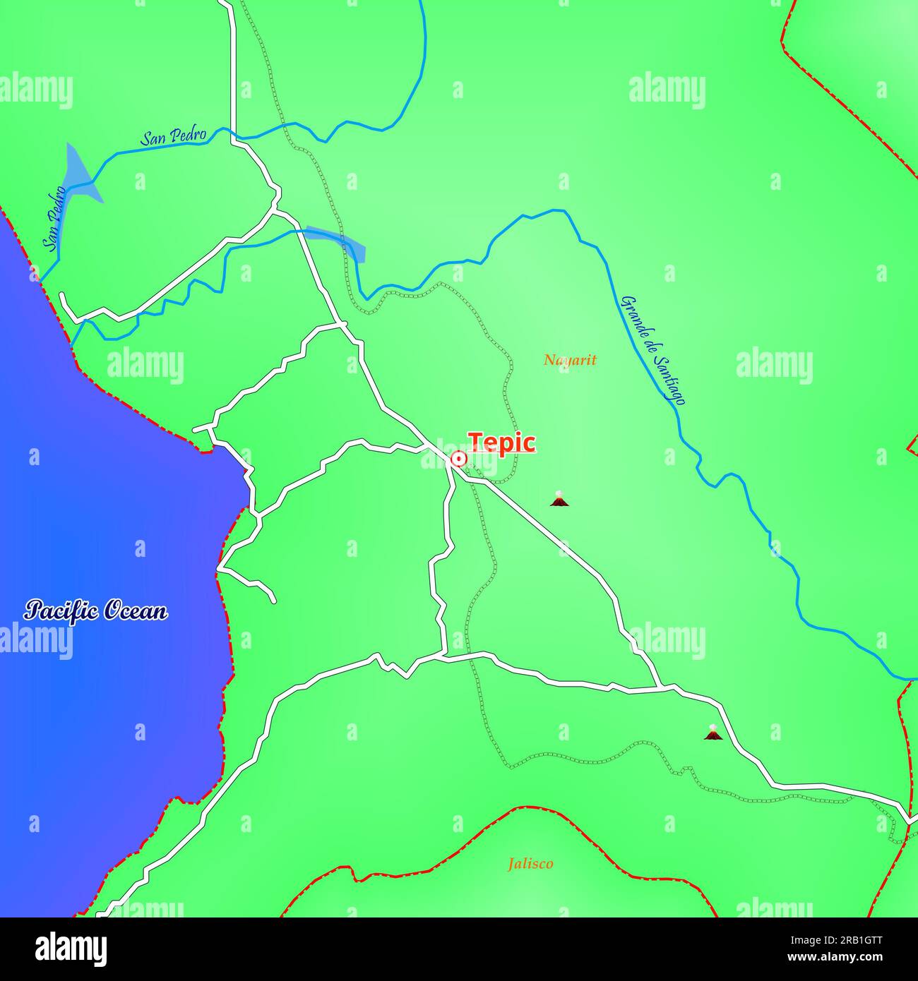 Map of Tepic City in Mexico Stock Photo - Alamy