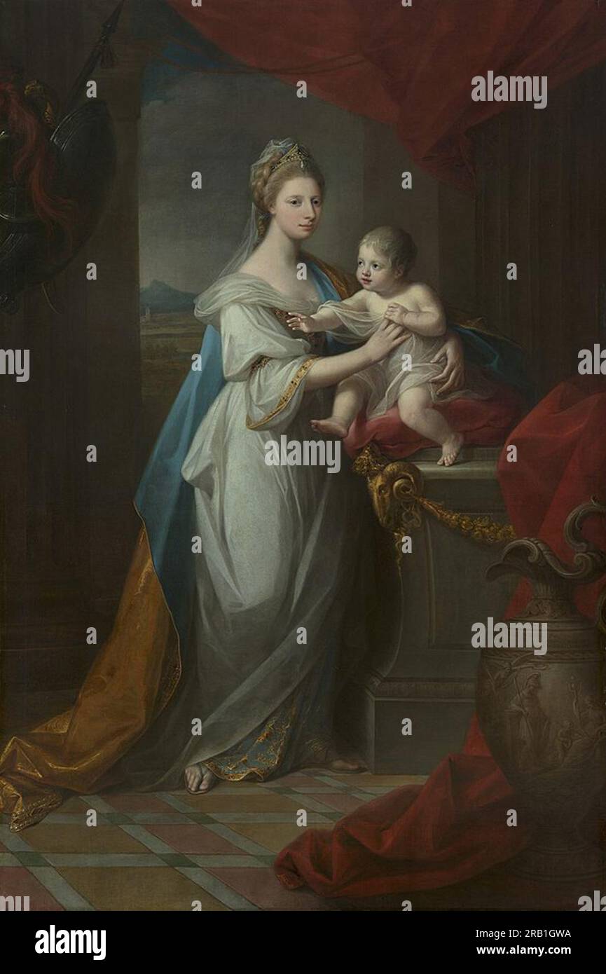 Portrait of Augusta of Hanover with her first born son Karl Georg of ...