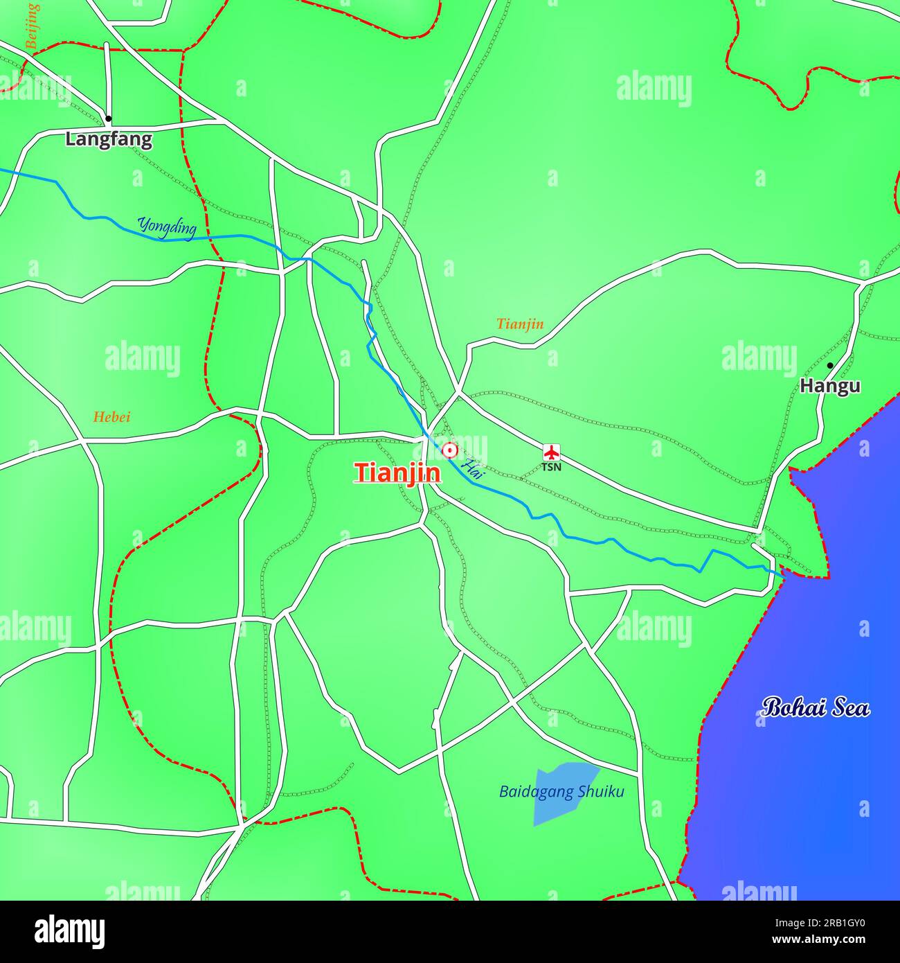 Map of Tianjin City in China Stock Photo - Alamy