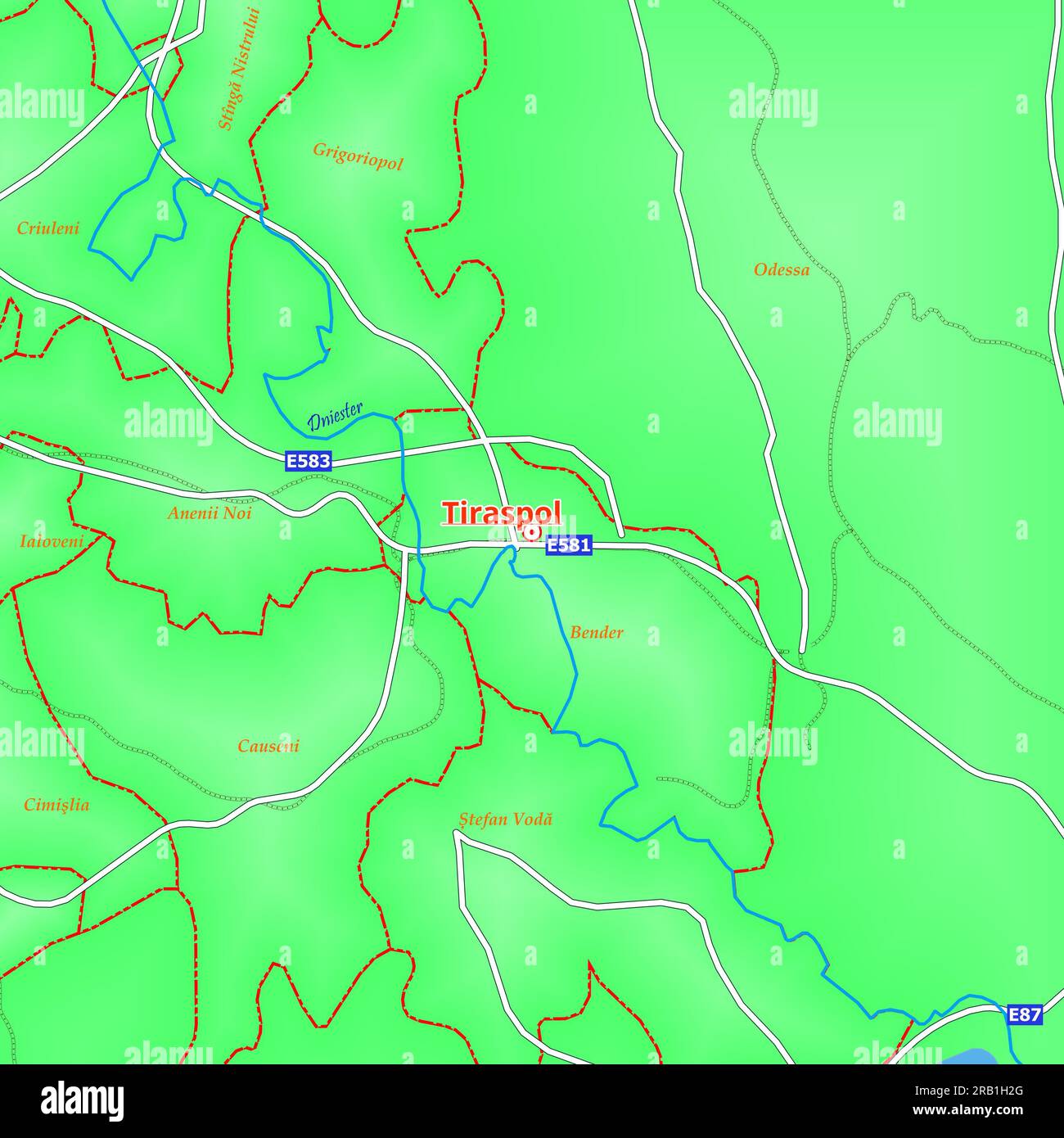 Map of Tiraspol City in Moldova Stock Photo - Alamy