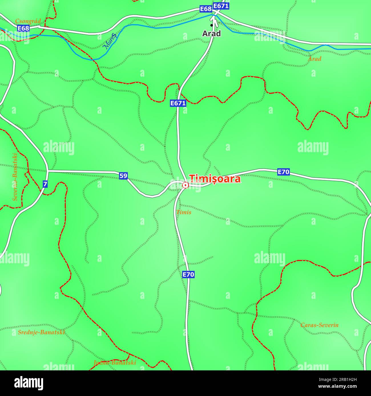 Map of Timișoara City in Romania Stock Photo - Alamy