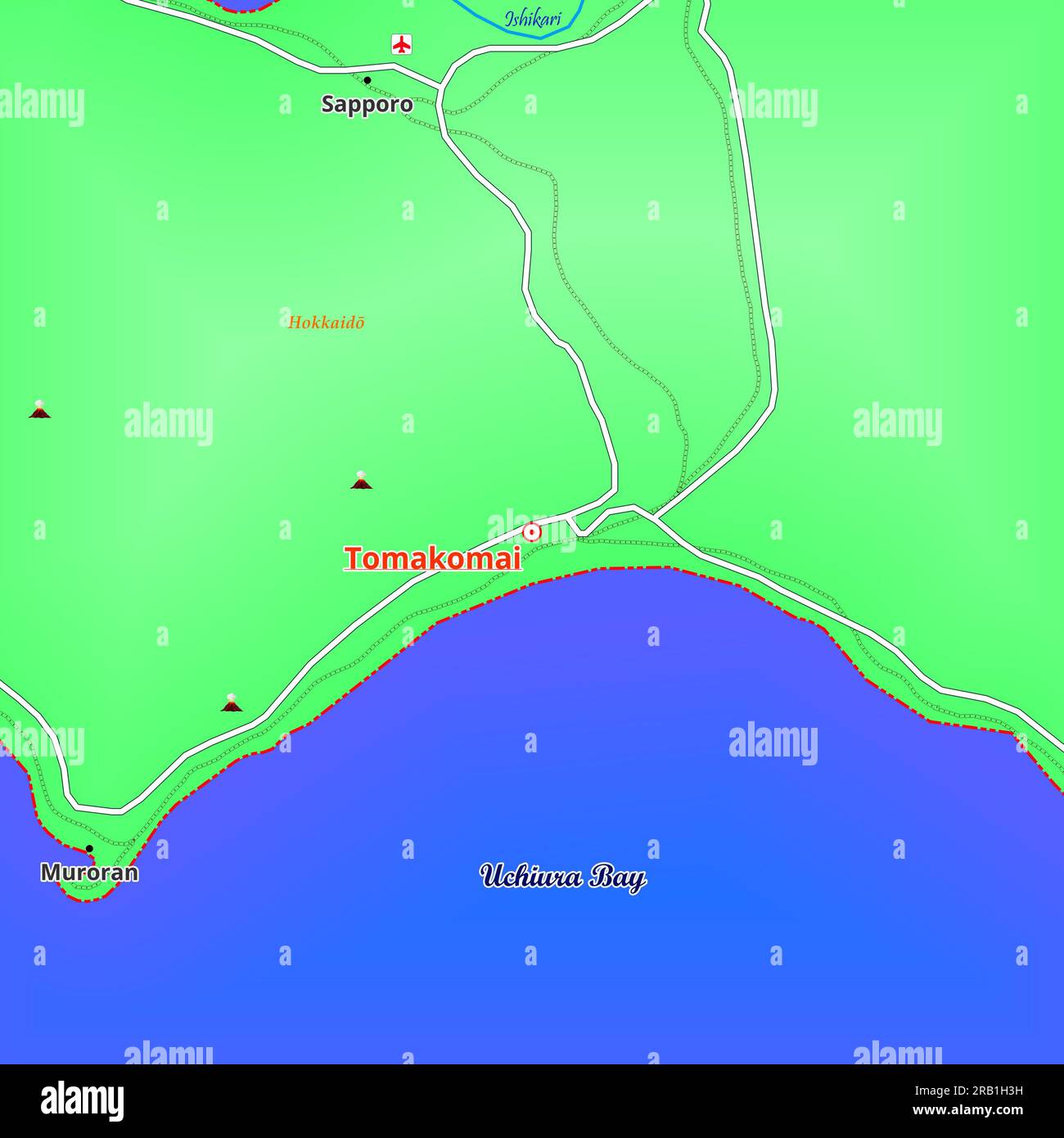 Map of Tomakomai City in Japan Stock Photo - Alamy