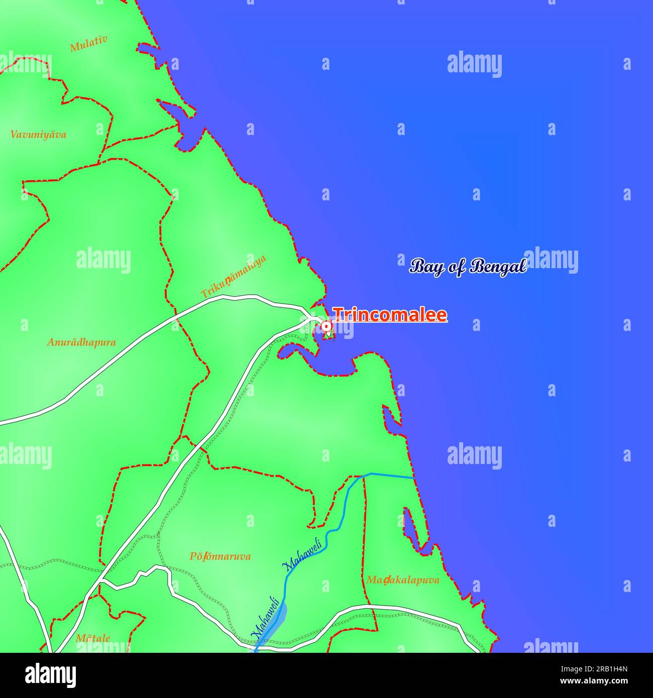 Map of Trincomalee City in Sri Lanka Stock Photo - Alamy
