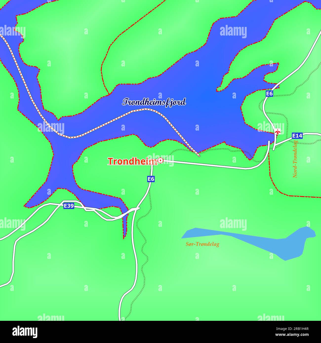 Map of Trondheim City in Norway Stock Photo - Alamy