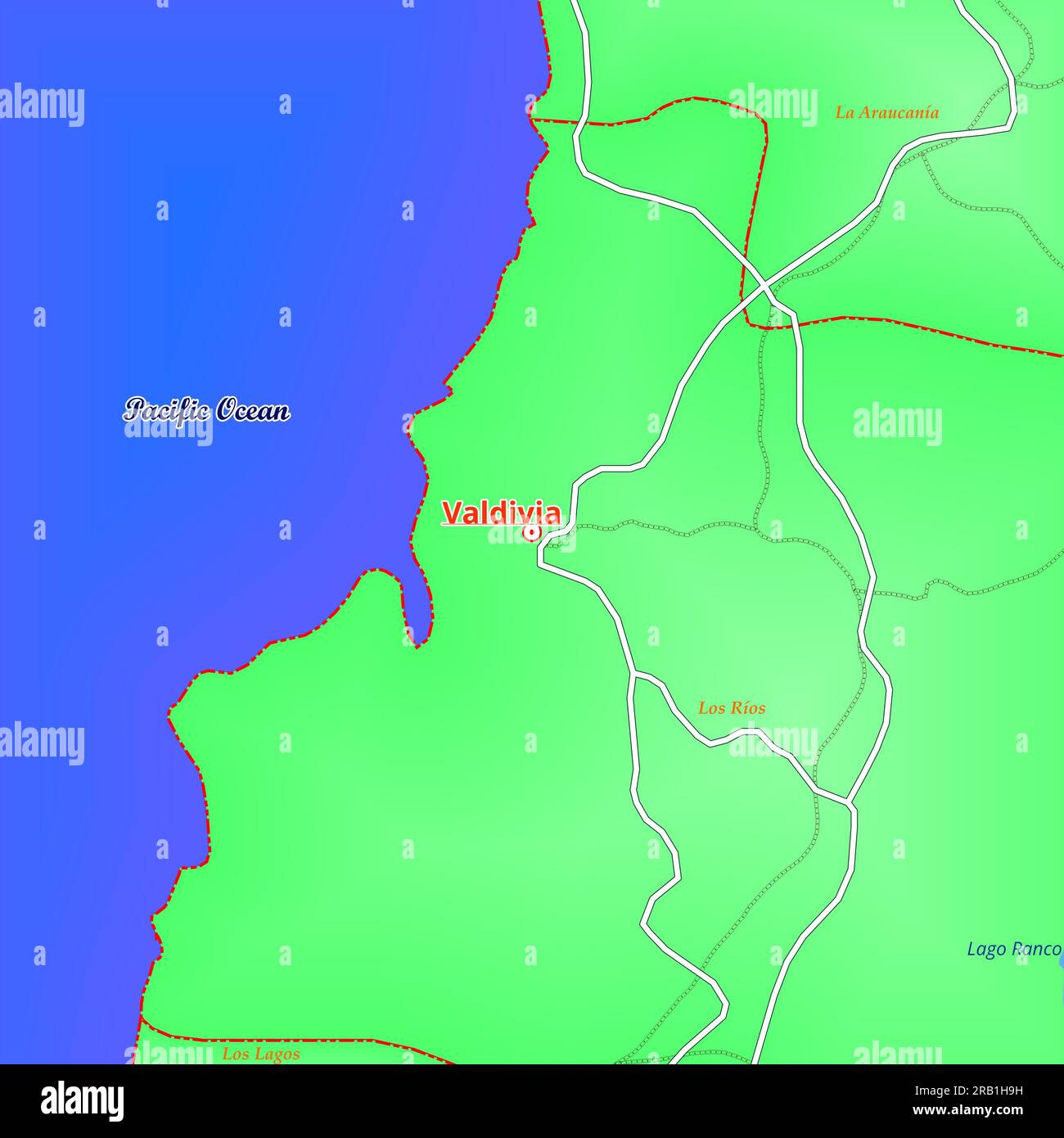 Map of Valdivia City in Chile Stock Photo - Alamy