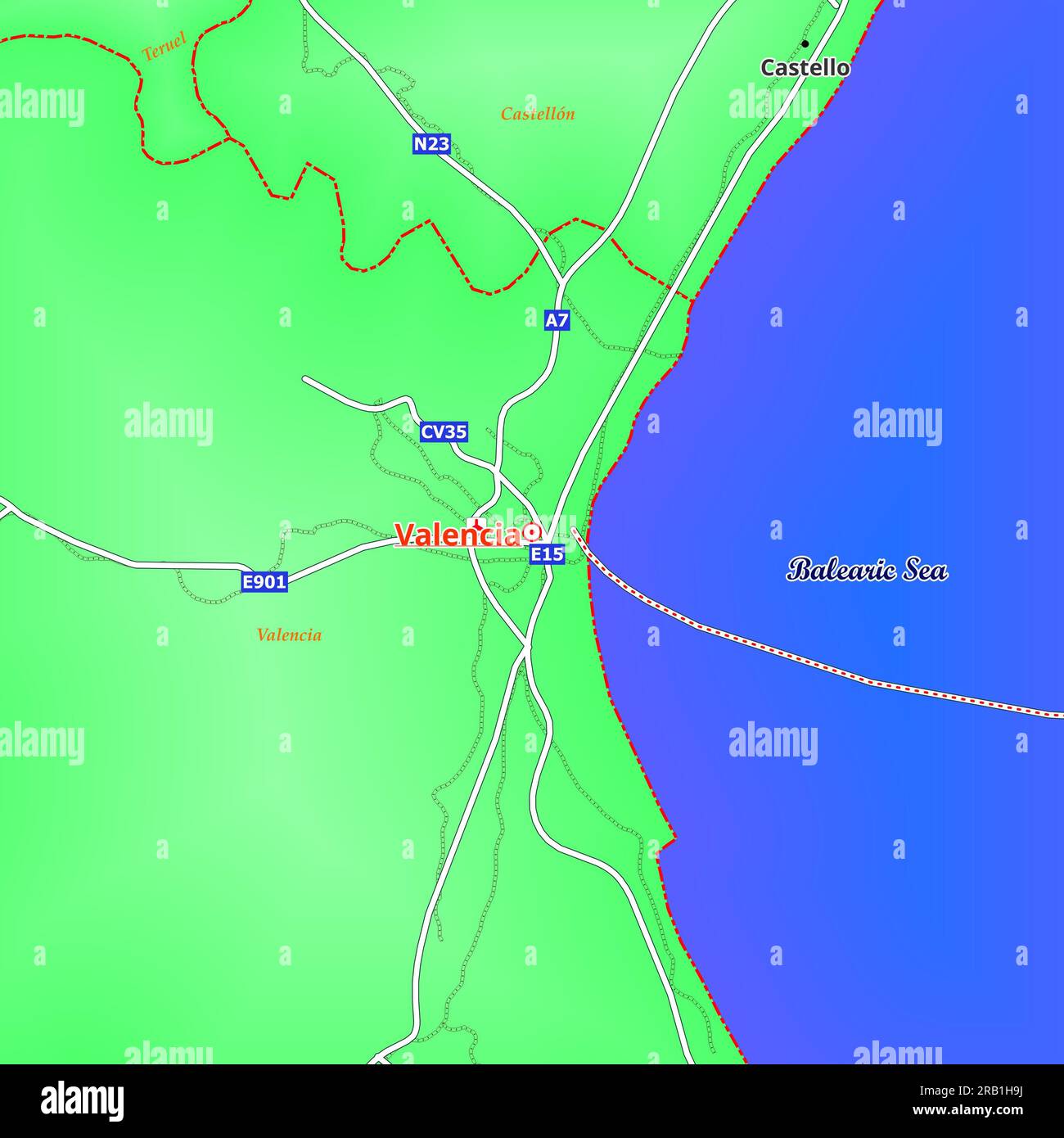 Map of Valencia City in Spain Stock Photo - Alamy