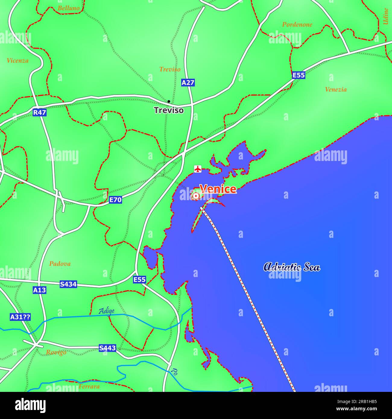 Map of Venice City in Italy Stock Photo - Alamy