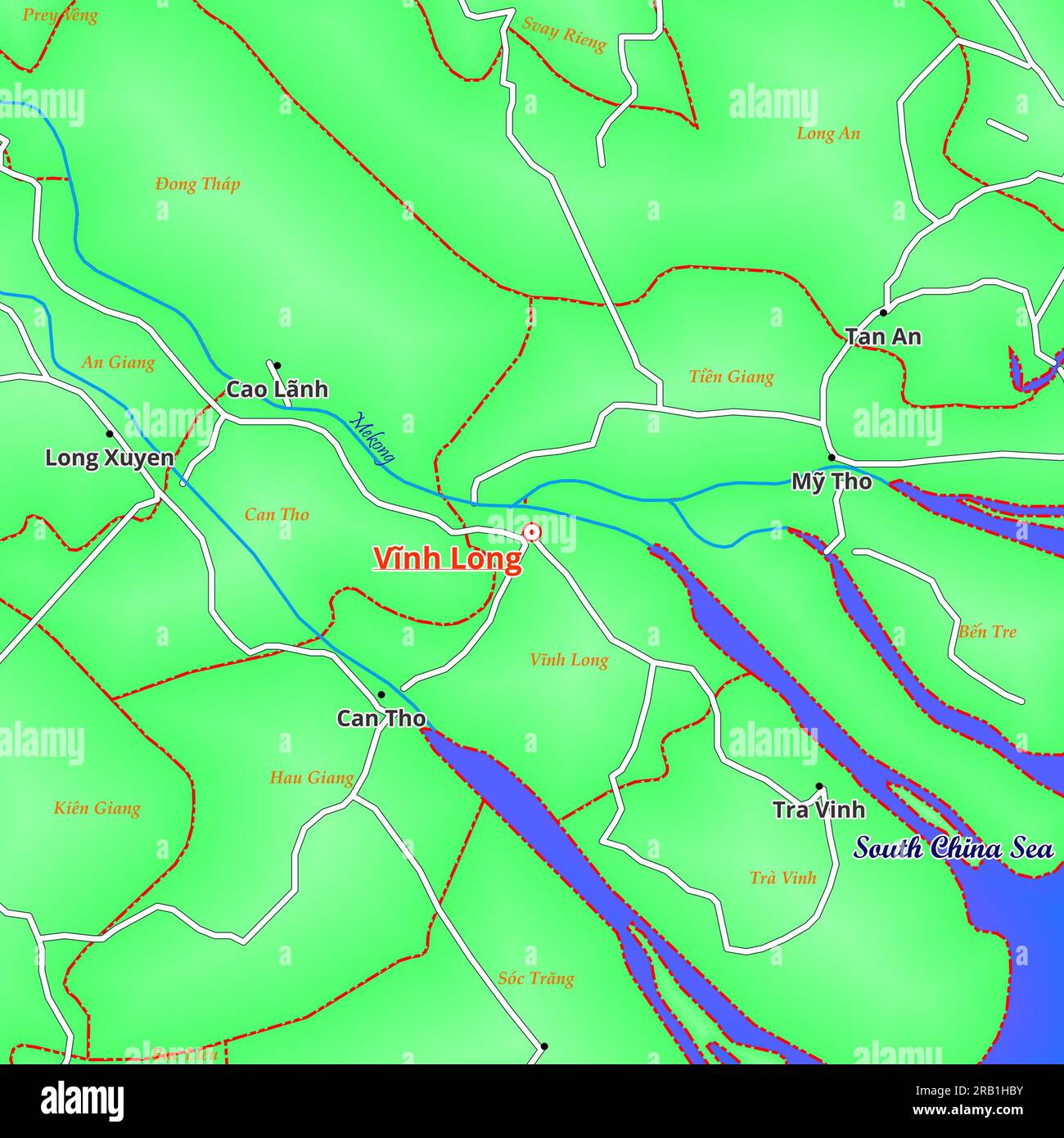 Map of Vĩnh Long City in Vietnam Stock Photo - Alamy