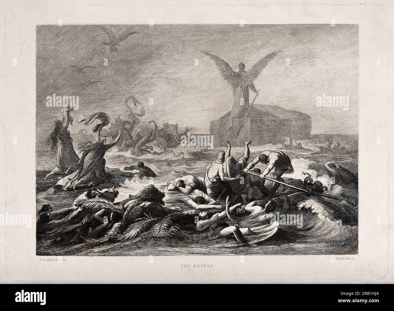 A Huge Angel Stands Atop Noah's Ark, Its Back Turned Towards by Wilhelm ...