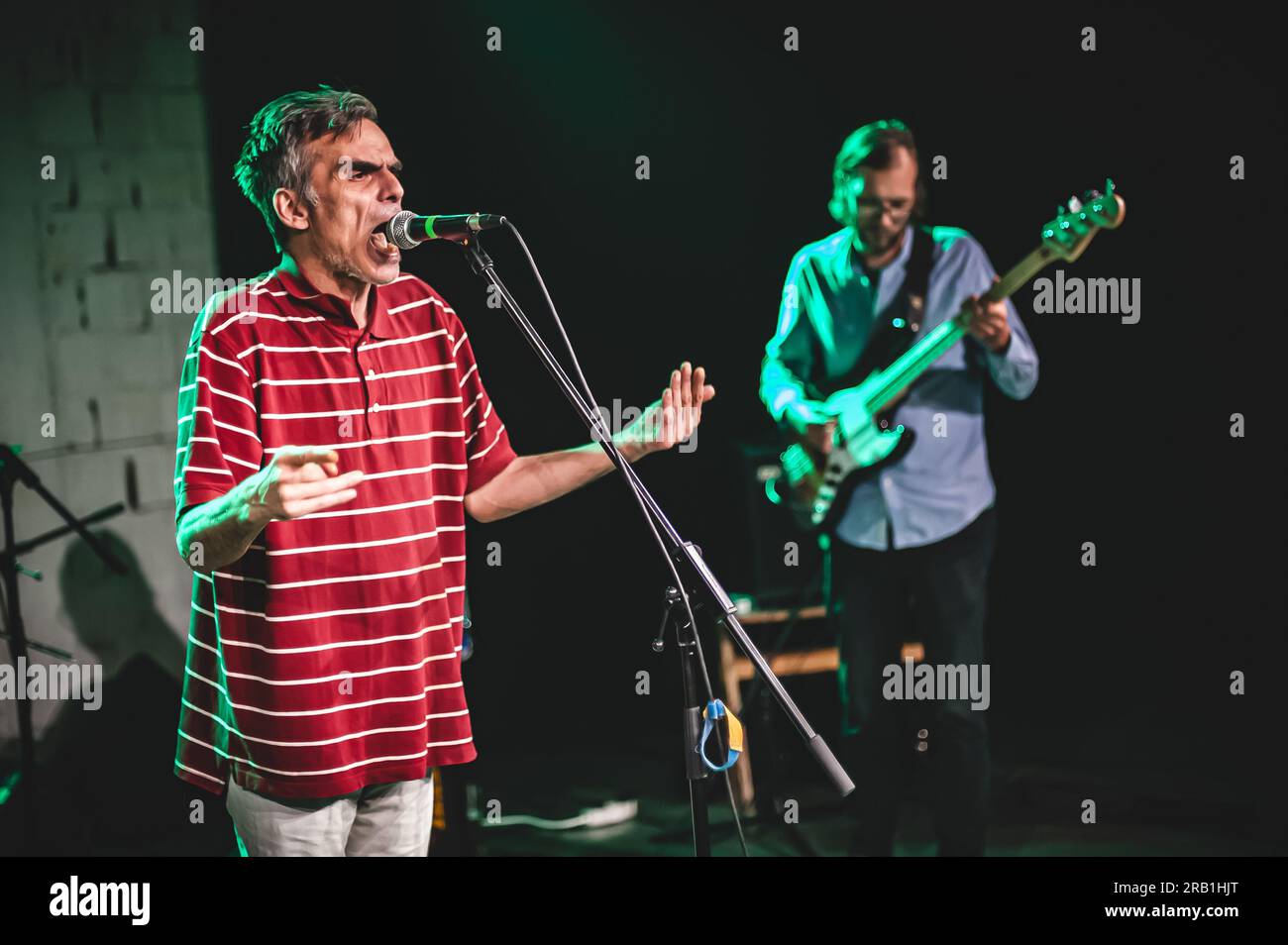 Singer artist performer close-up portrait during live performance on a ...