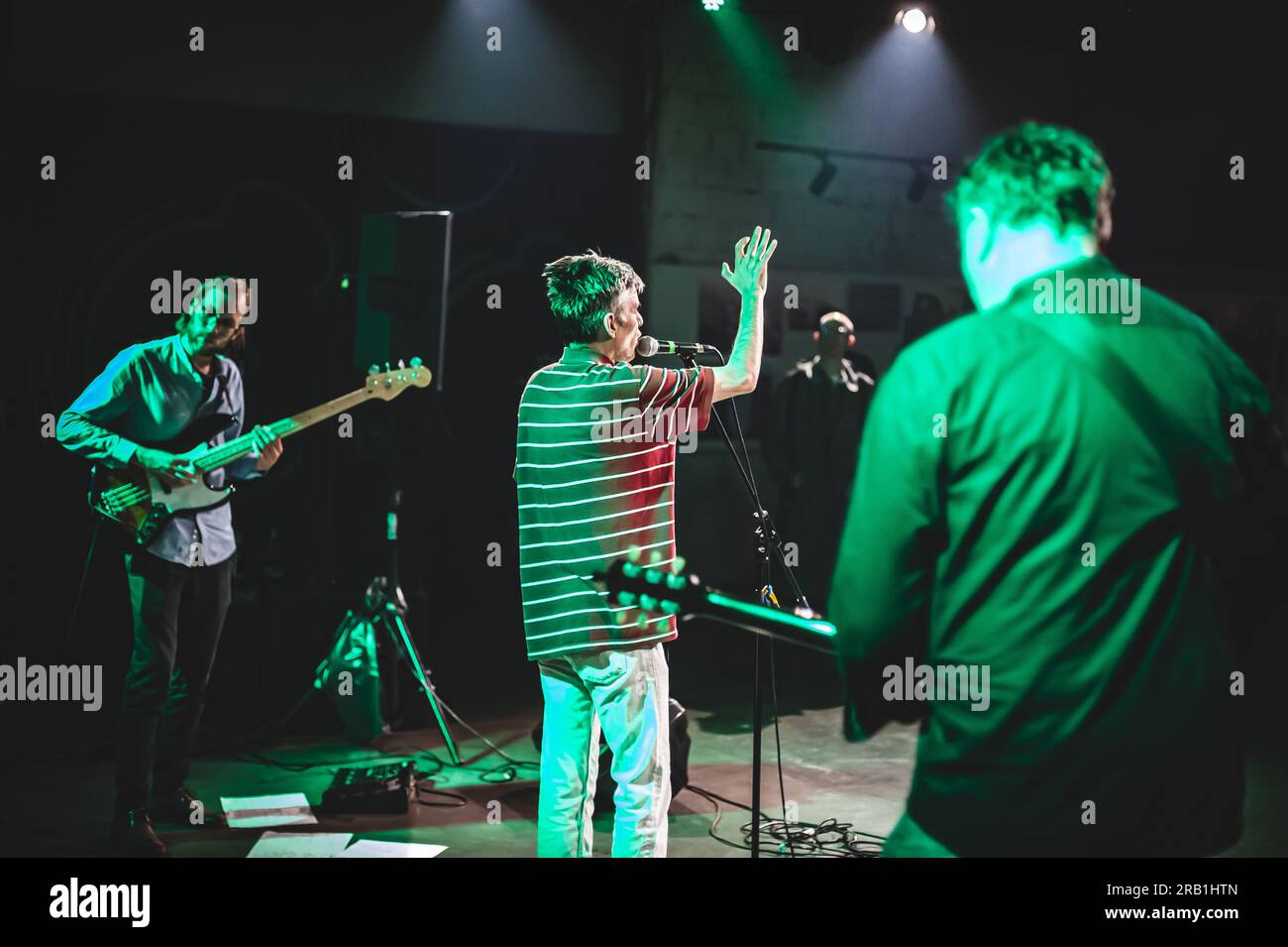 Singer artist performer close-up portrait during live performance on a ...