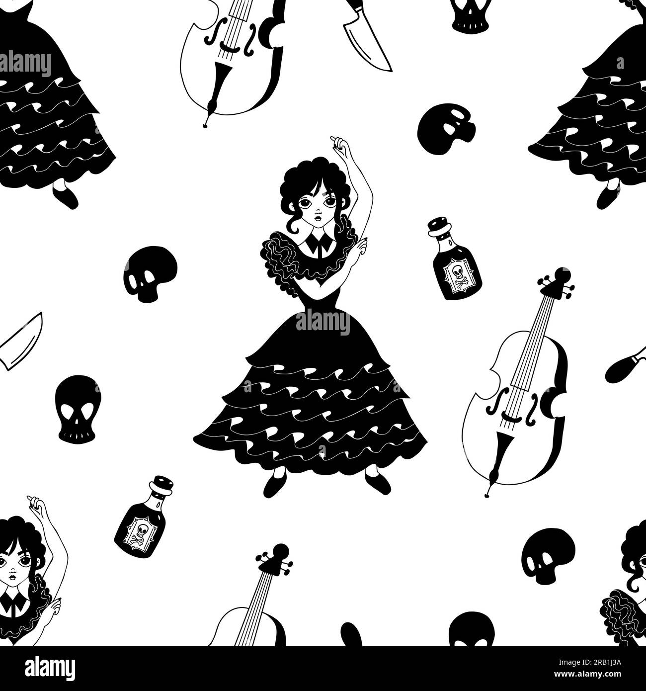 Wednesday addams Stock Vector Images - Alamy