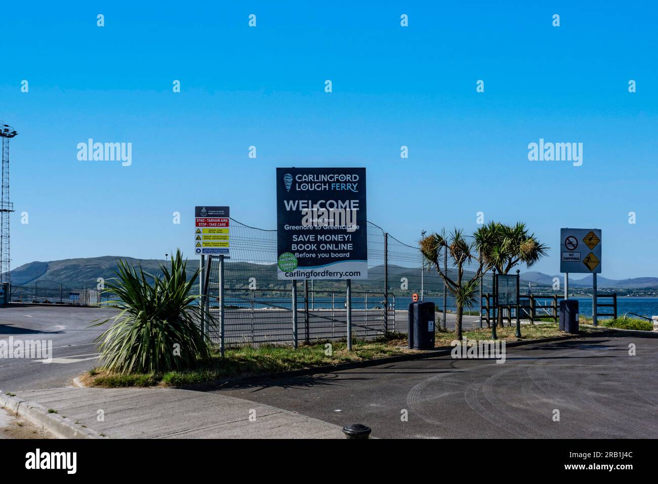 Signage for Carlingford Ferry in Carlingford, County Louth, Ireland ...