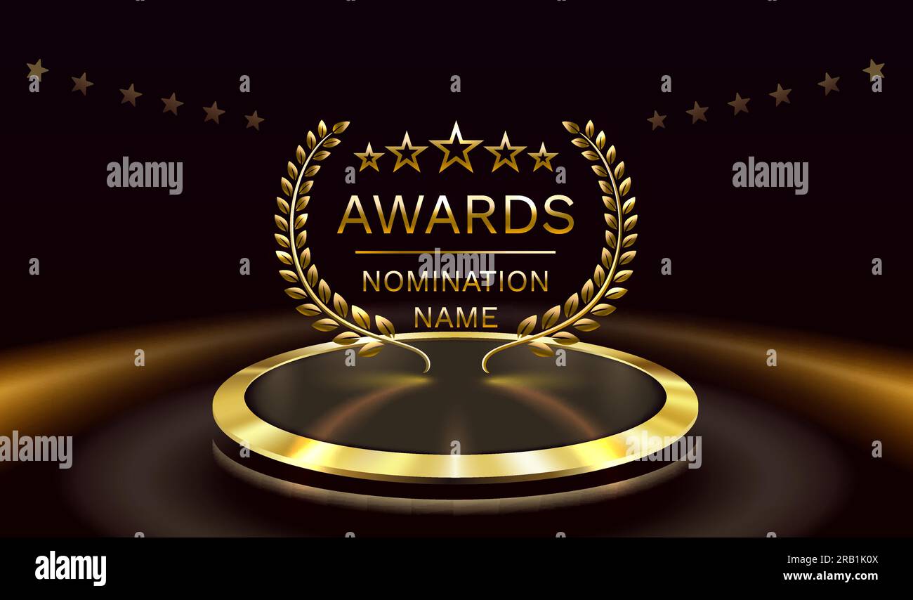 Awards nomination name podium, golden prize event, scene star ceremony ...
