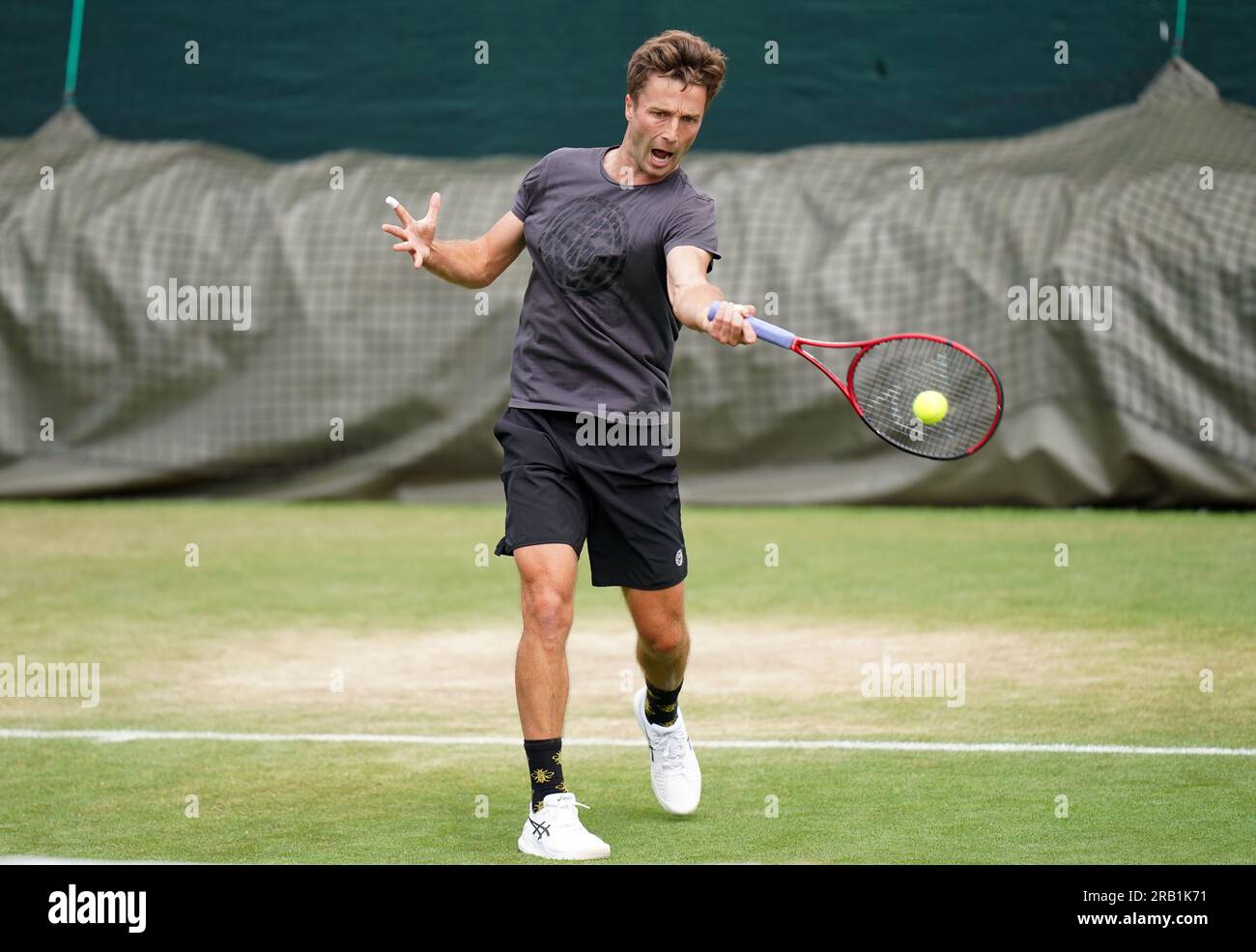 Liam Broady on the practice courts on day four of the 2023 Wimbledon ...