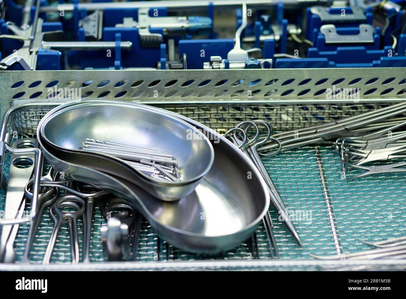Surgical instruments on table in an operation room Stock Photo - Alamy