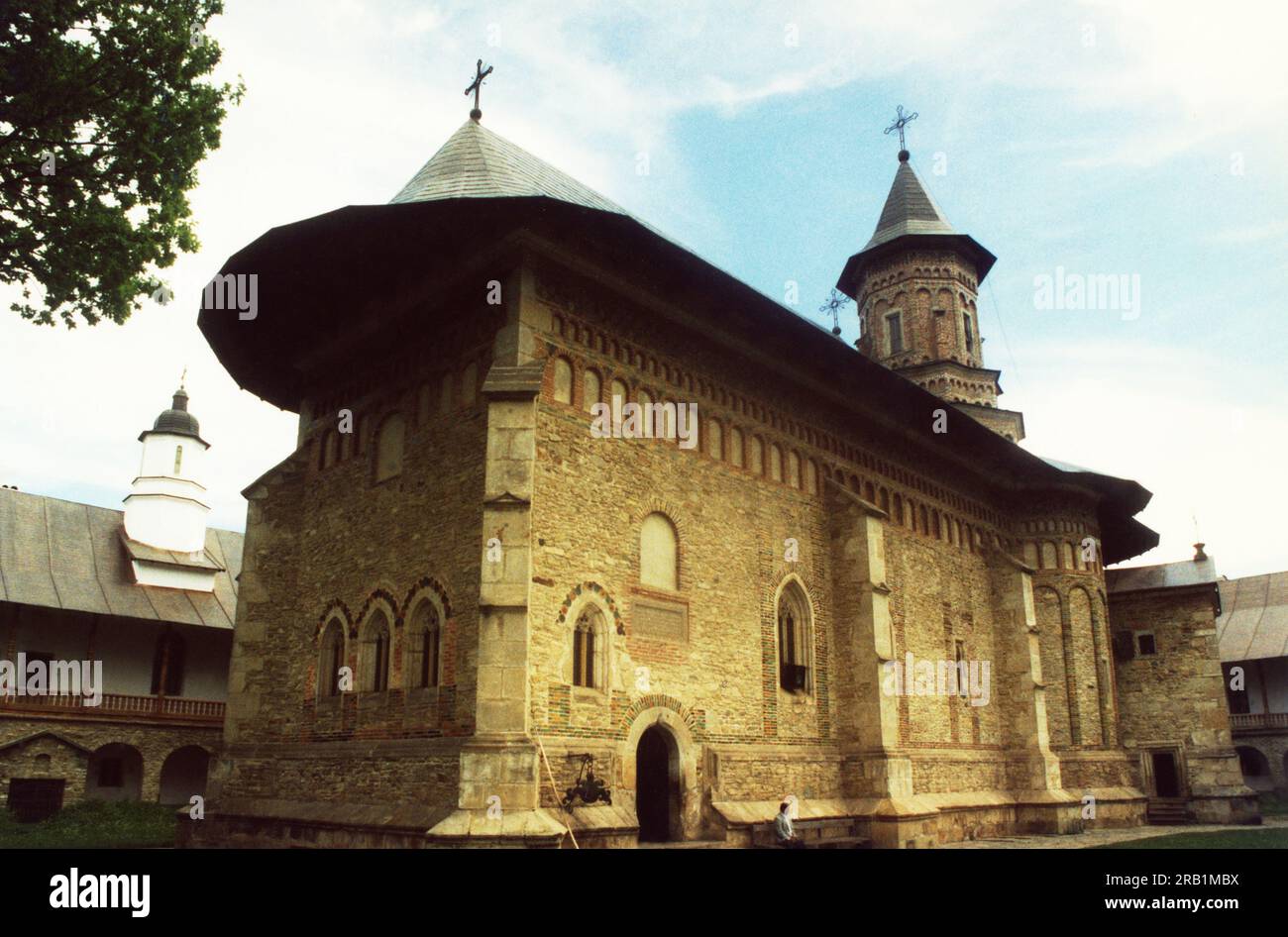 Neamt County, Romania, 1999. Exterior view of Neamt Monastery, a ...