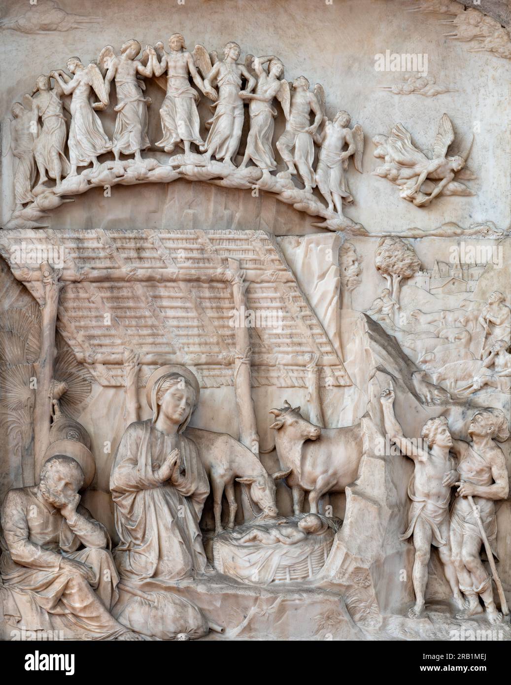 NAPLES, ITALY - APRIL 21, 2023: The marble relief of Nativity in the ...