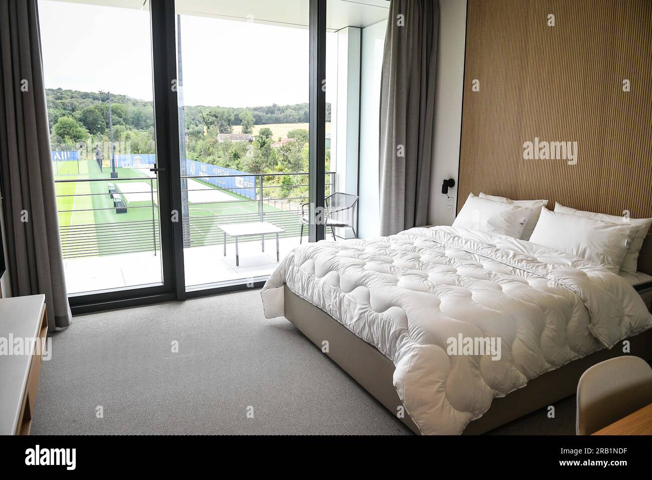 This general view shows a bedroom that will be reserved for players at ...