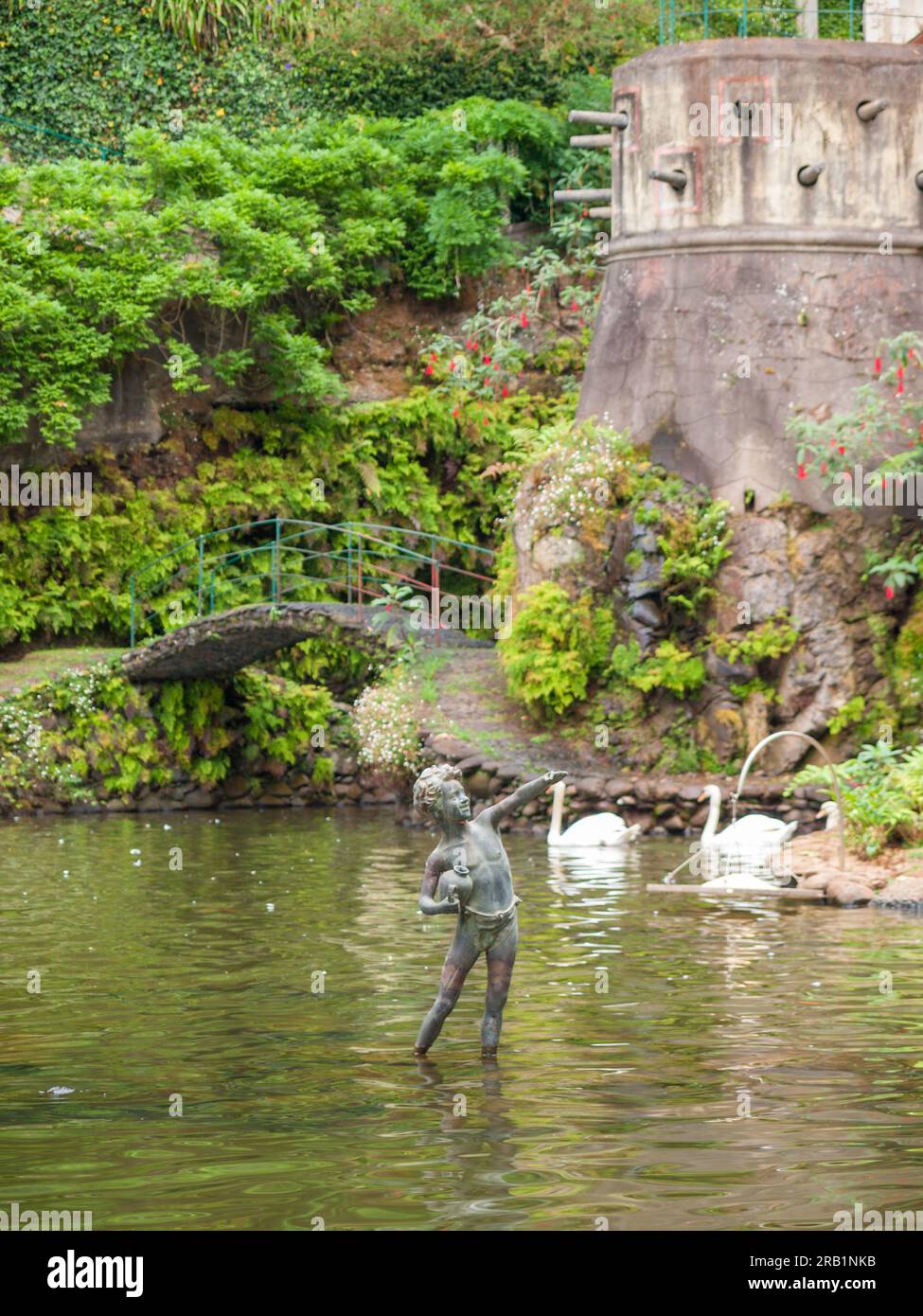 Statue over the water in the Monte Palace Tropical Garden in Funchal ...