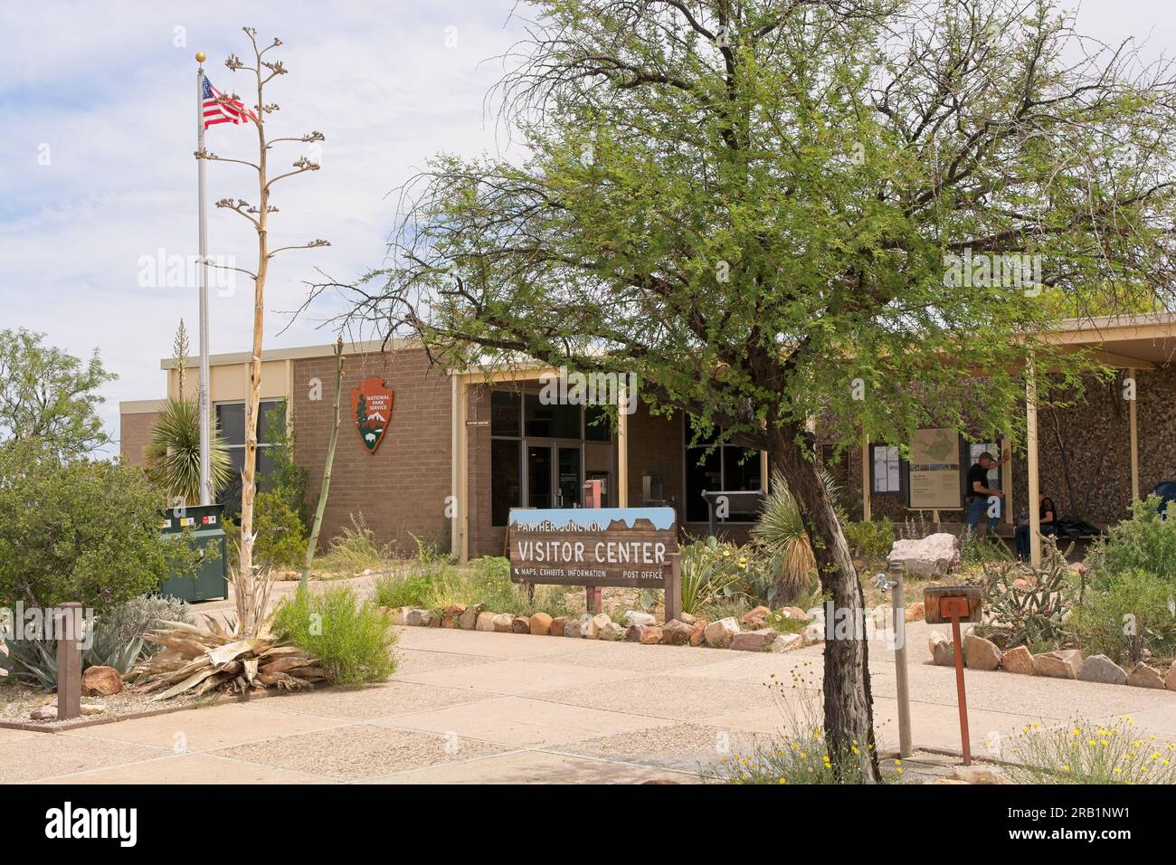 Panther Junction visitor center under cloud swept sky in Big Bend ...