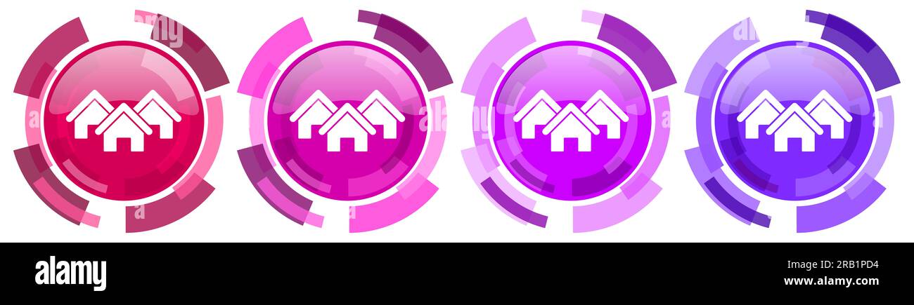 Home, house, real estate colorful icons collection, round glossy icon ...