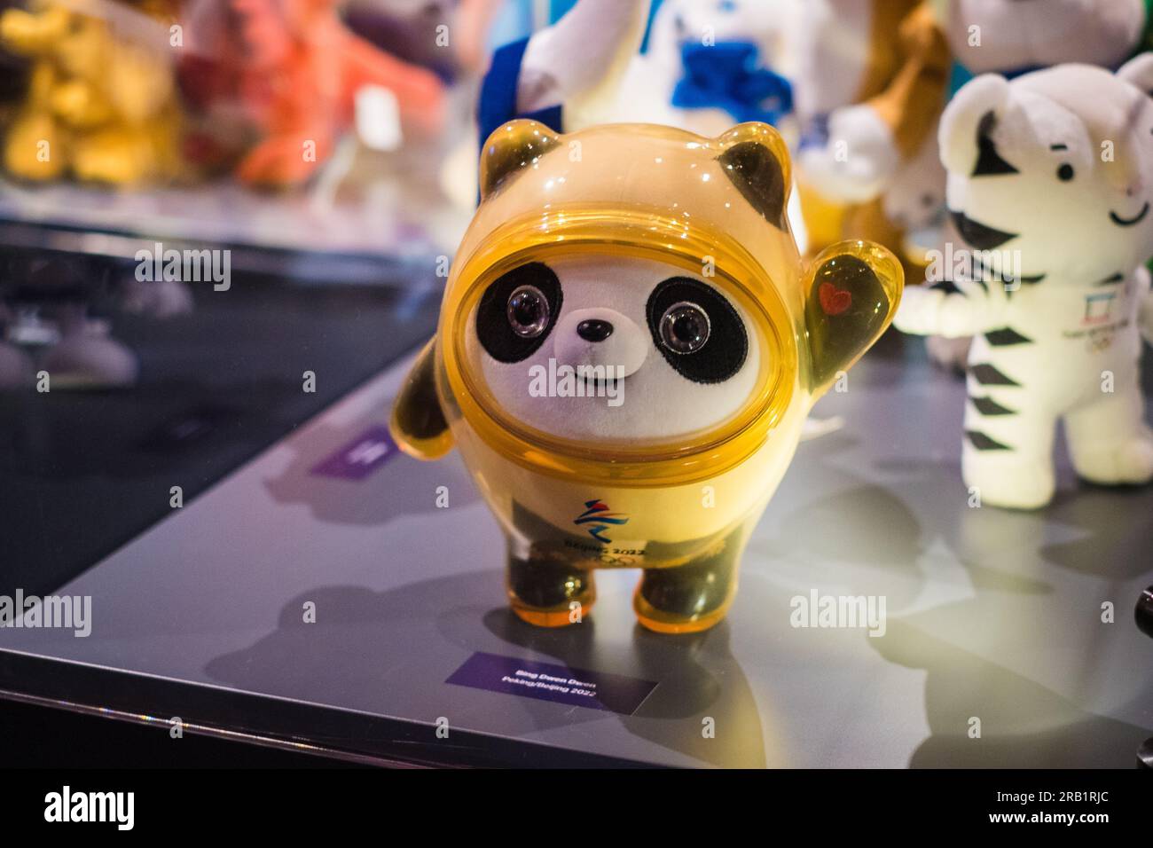Tartu, Estonia - June 10, 2023: Olympic mascot doll Bing Dwen Dwen from ...