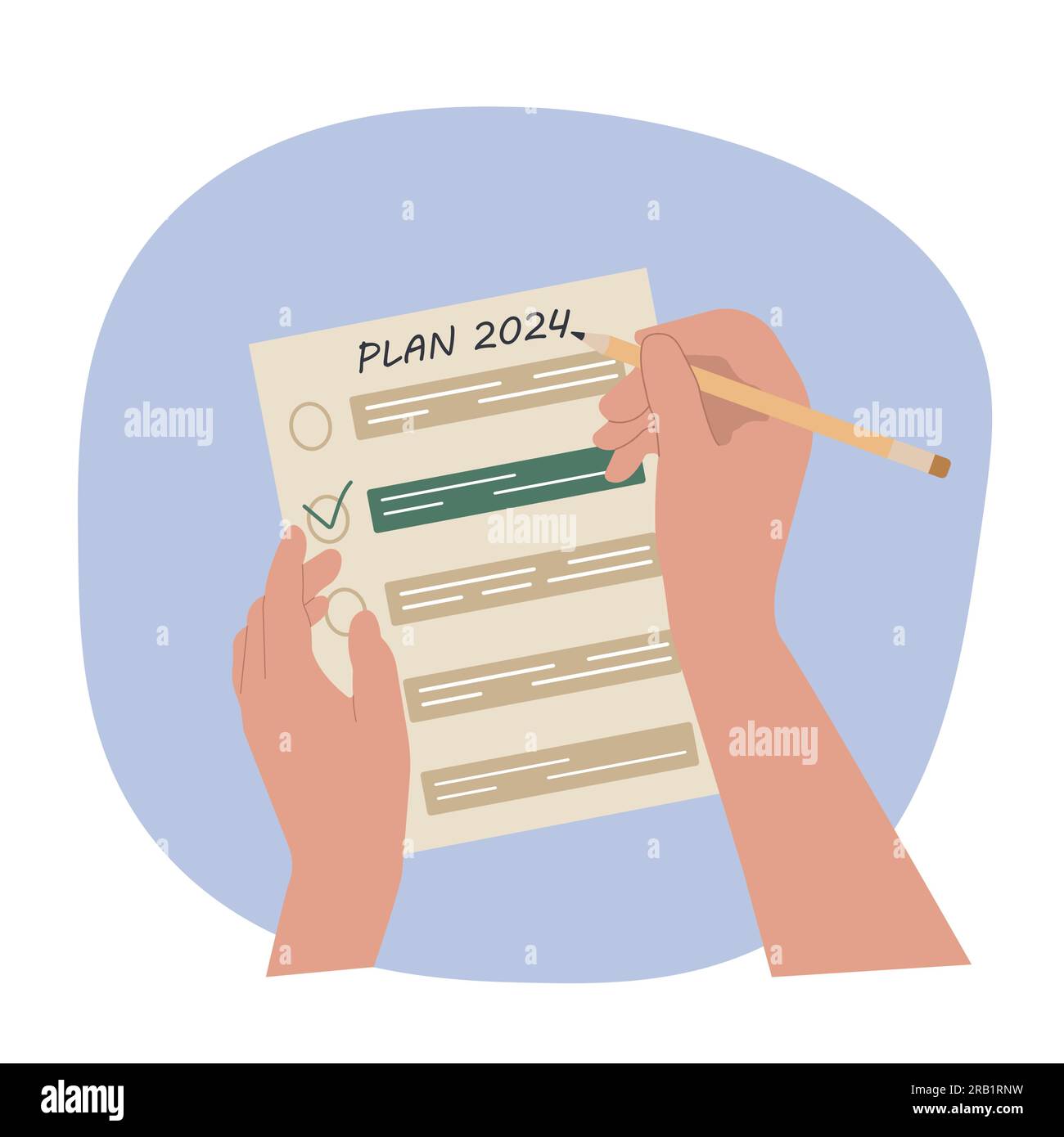Planning your future for 2024and recording your list, goals and ideas ...