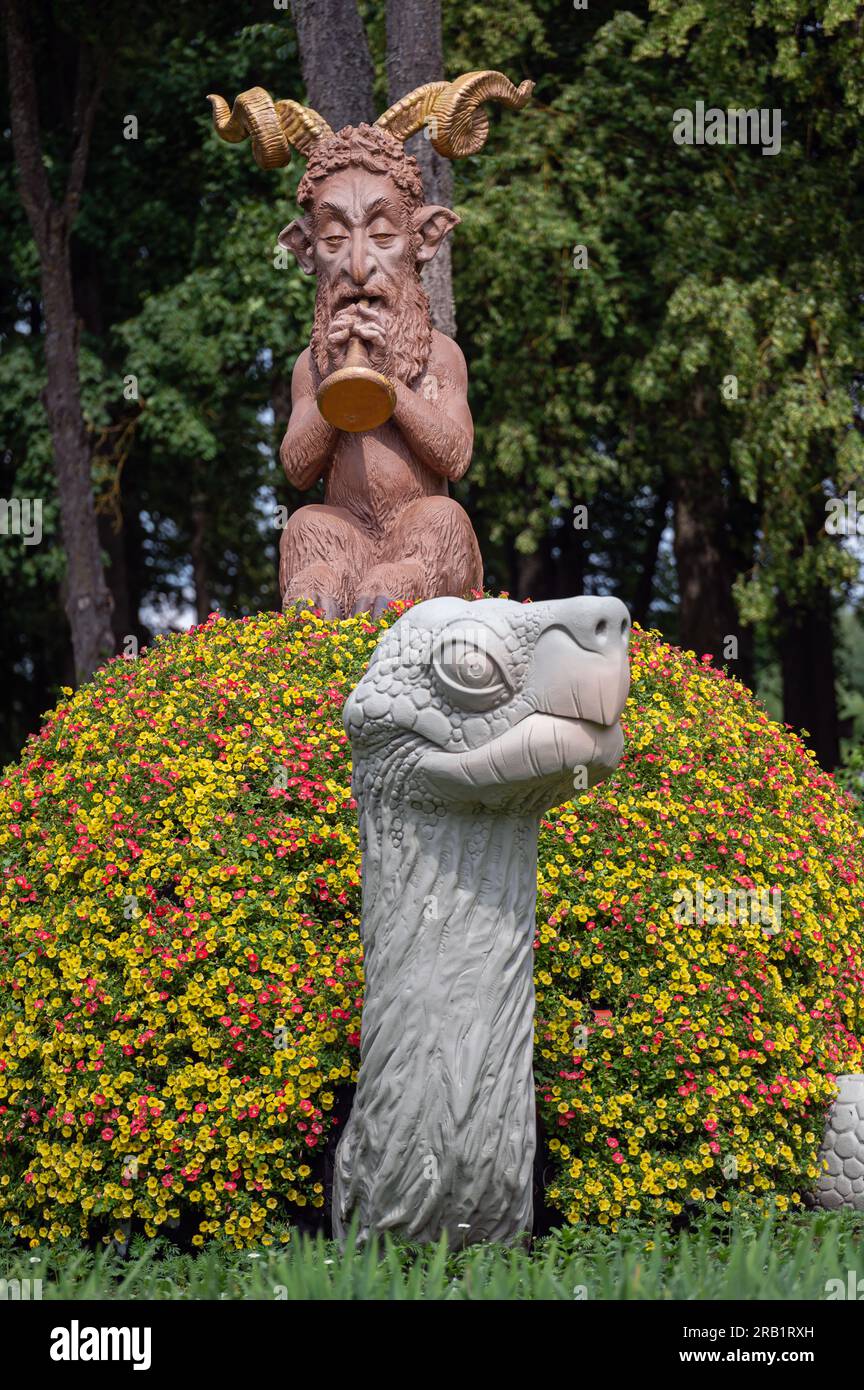 Pakruojis, Lithuania. July 1, 2023: Flower festival in Pakruojis manor ...