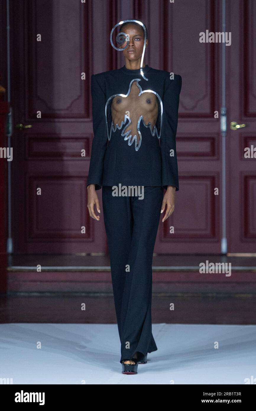 A model walks the runway during the Juana Martin Haute couture Fall ...