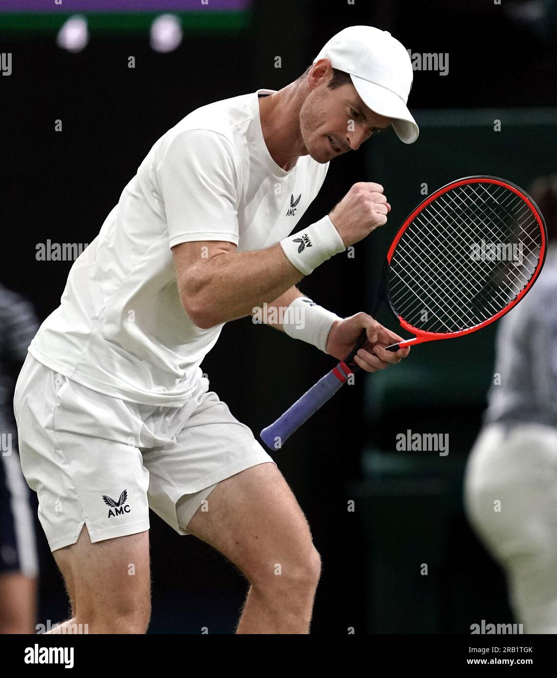 Andy Murray celebrates during his match against Stefanos Tsitsipas on ...