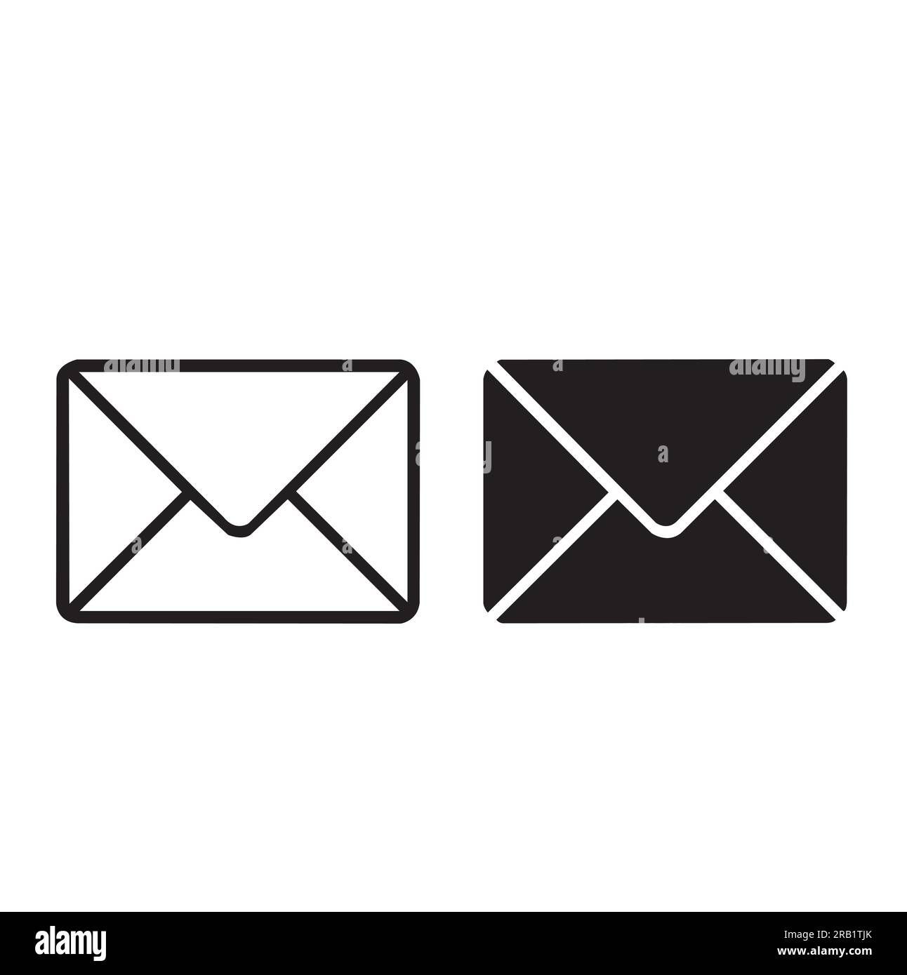 White and black closed envelopes on a white background with copy space ...