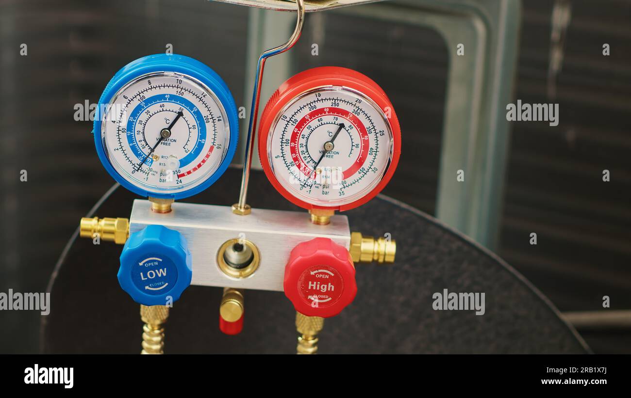 Close up shot of pressure measurement device used for checking ...
