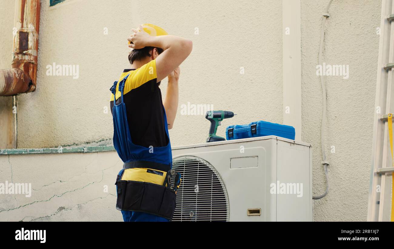 Skillful wireman arriving on location to fix system electrical issues ...