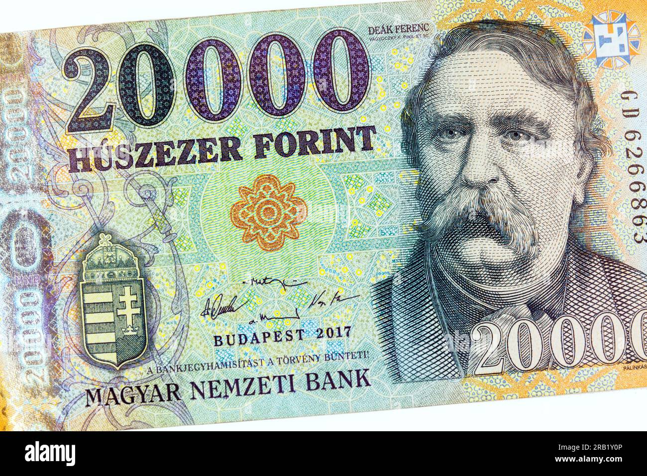With cash value twenty thousand forints Hungarian banknote showcases ...