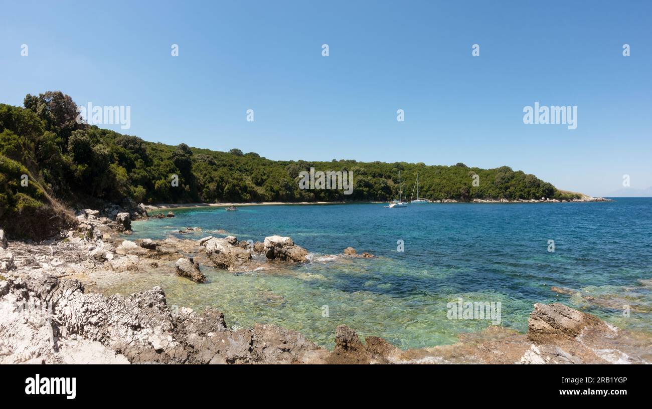 Amazing scenery by the sea in Erimitis forest, north-east Corfu, Greece ...