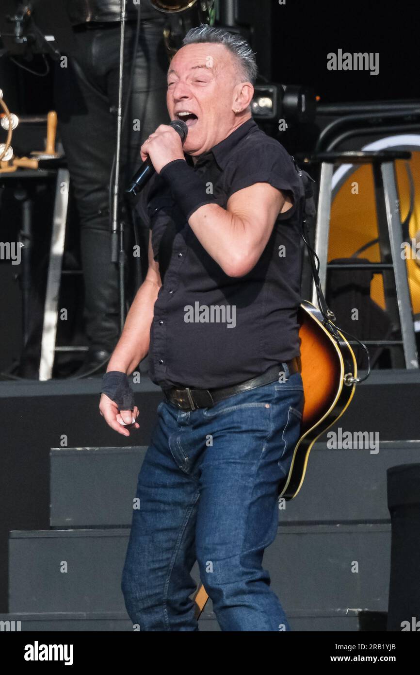 London, UK. 6th July, 2023. Bruce Springsteen photographed performing ...