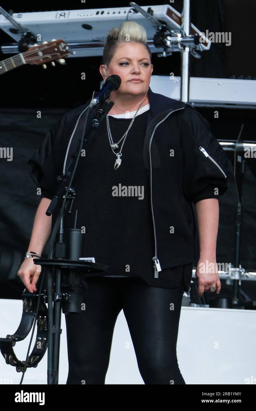 London, UK. 6th July, 2023. Natalie Maines of The Chicks photographed performing during BST Hyde ...
