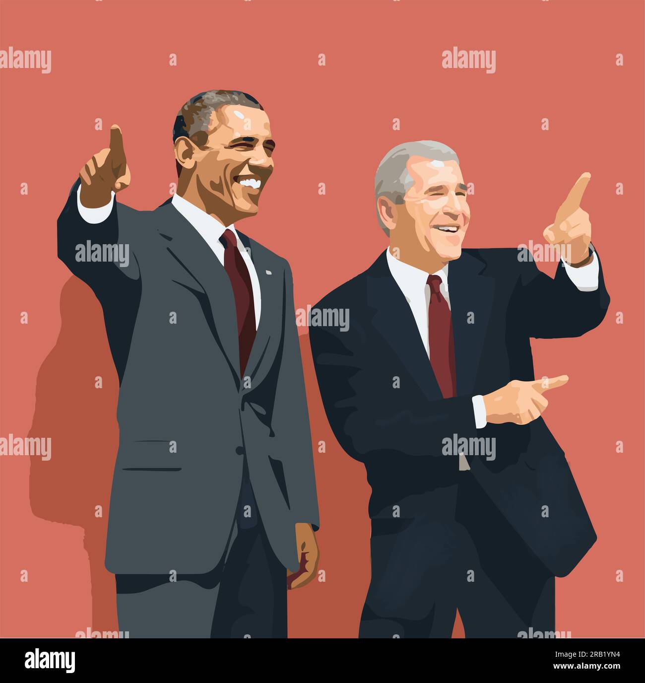 Vector portraits of former US presidents Barrack Obama and George W ...