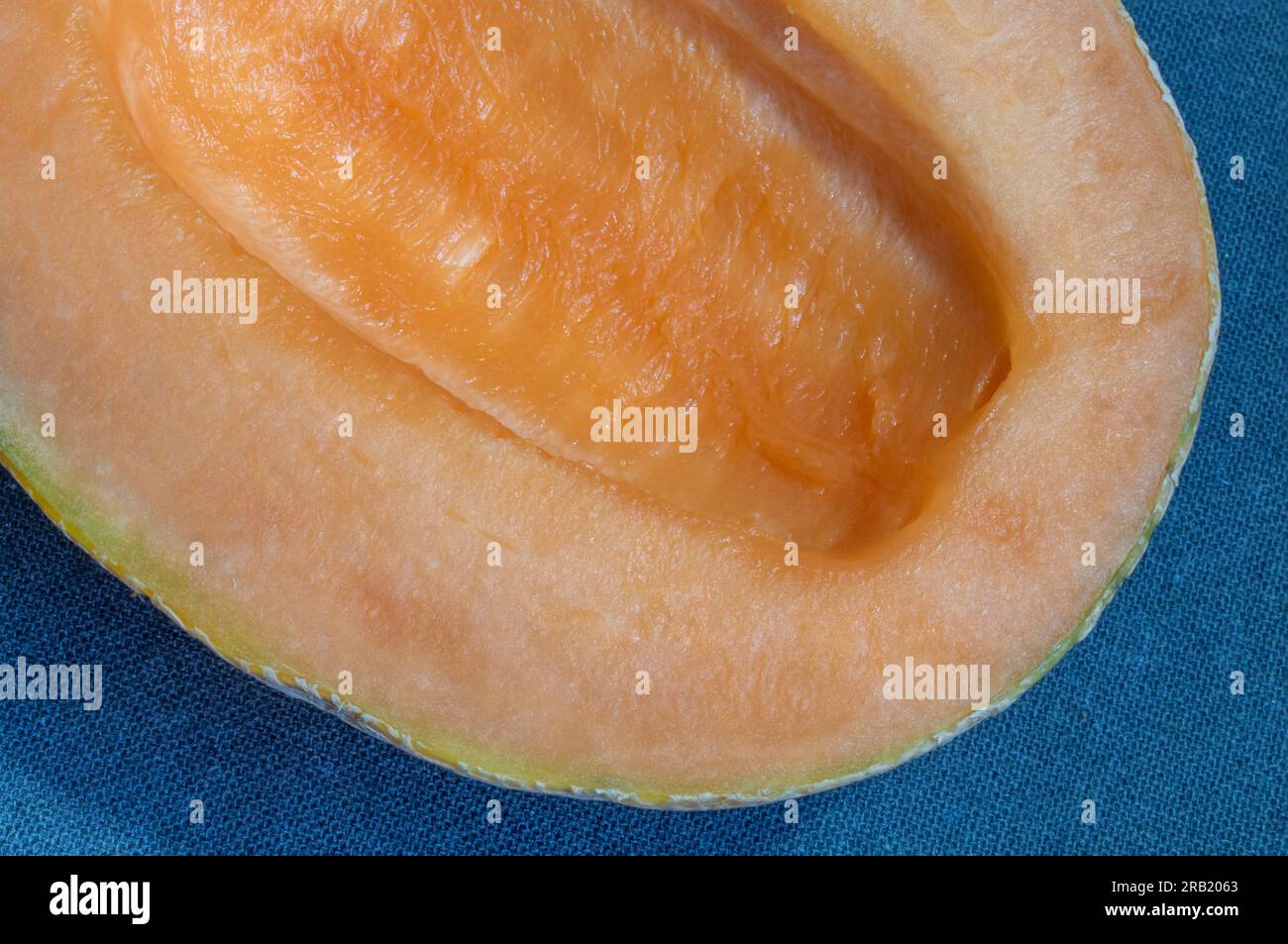 A close-up photo of a fresh and enticing cantaloupe melon, accentuated ...