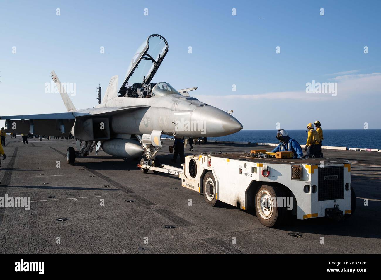 An F/A-18F Super Hornet, attached to the ÒBlacklionsÓ of Strike Fighter ...