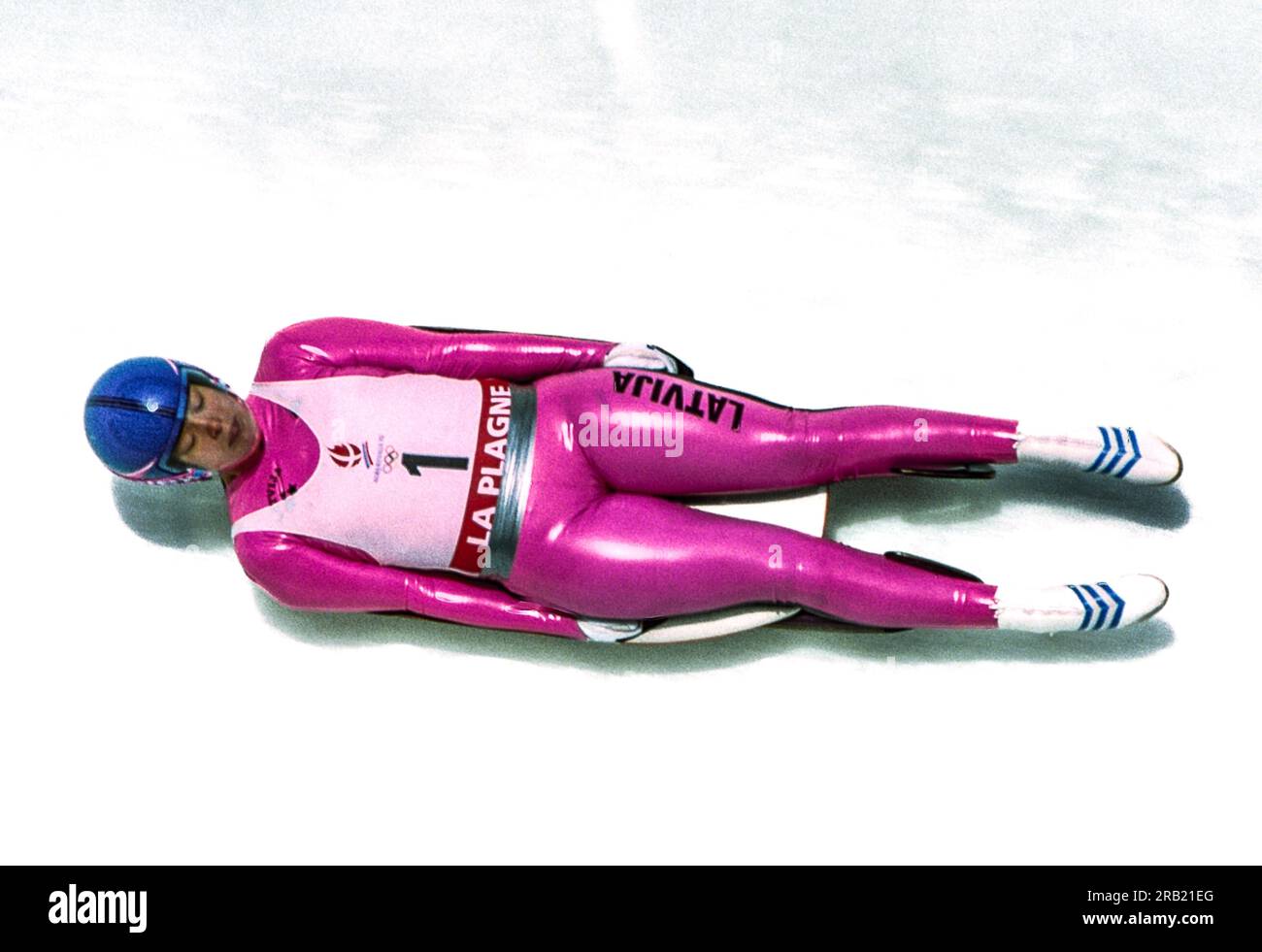Anna Orlova (LAT) during Women's singles luge competition at the 1992 ...