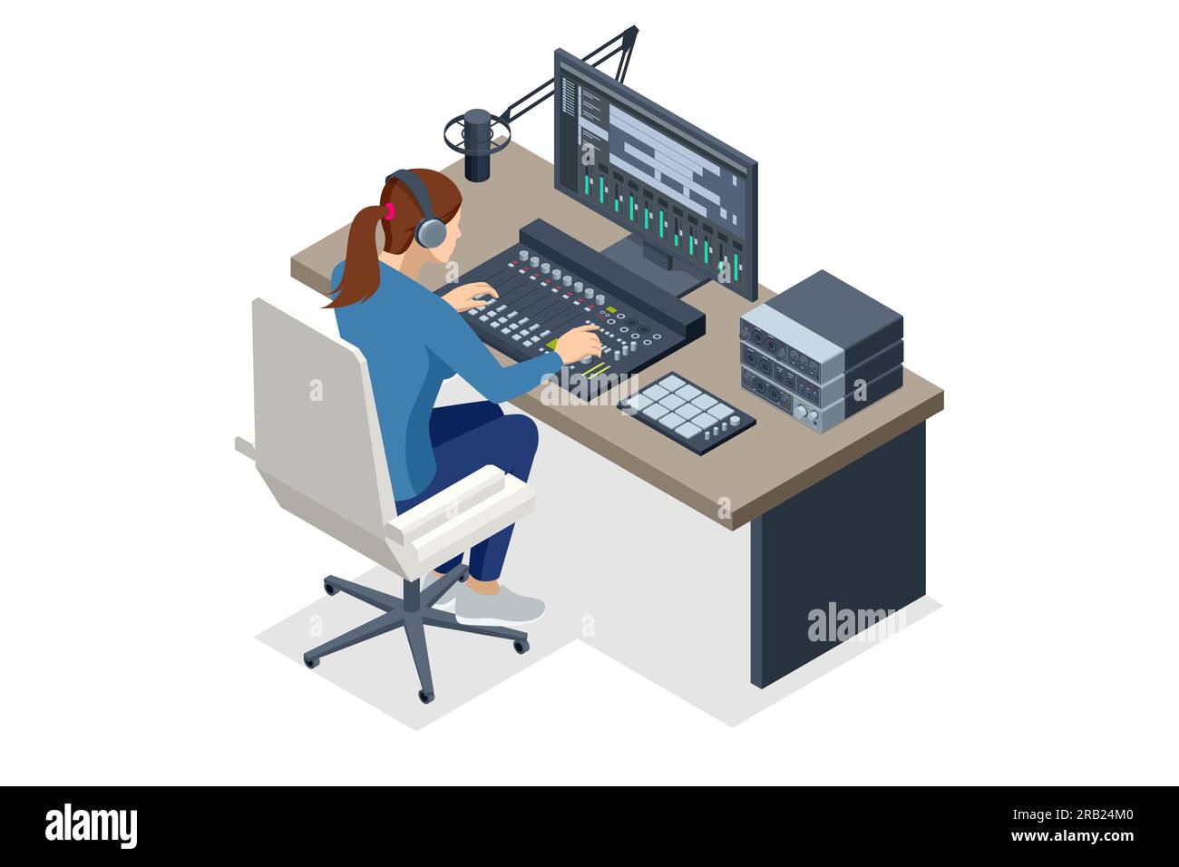 Isometric Music Recording Studio. Engineer working on recording studio ... Isometric Music Recording Studio. Engineer working on recording studio ...