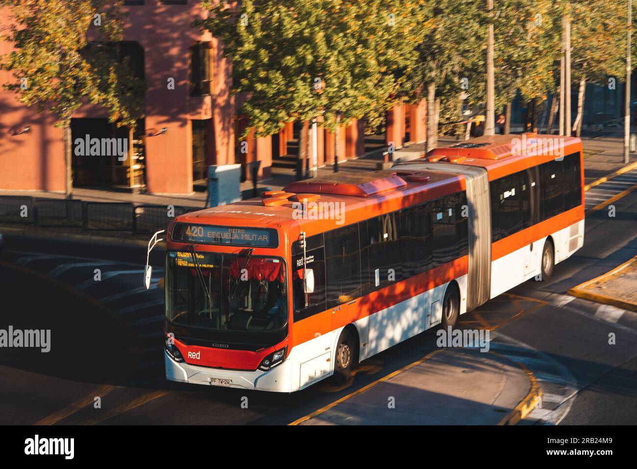 Santiago, Chile - March 10 2023: A public transport Transantiago, or ...