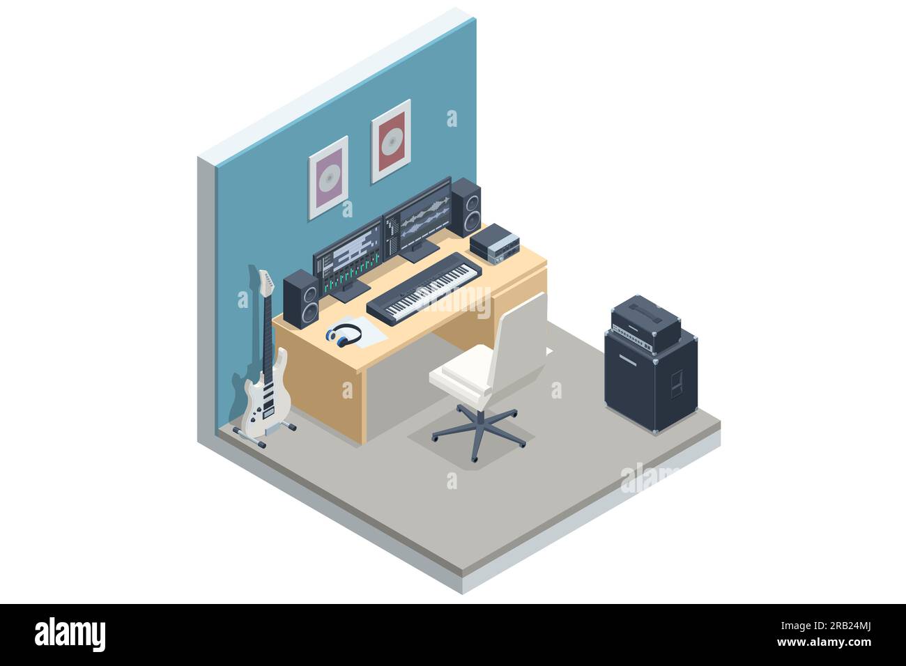 Isometric Music Recording Studio. Home music studio dj and producer ...