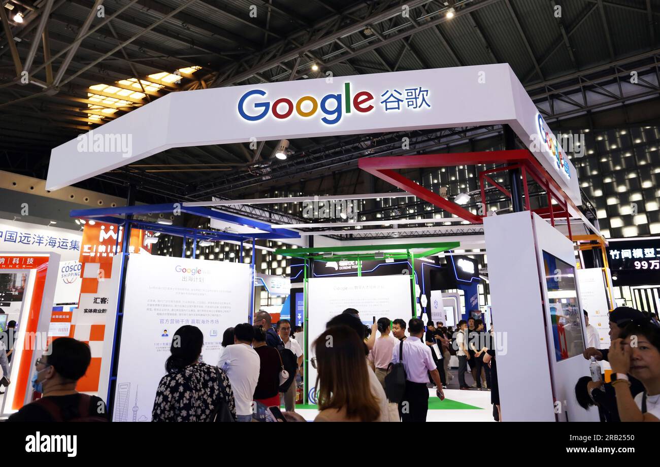 SHANGHAI, CHINA - JULY 6, 2023 - Visitors visit the Google booth at the ...